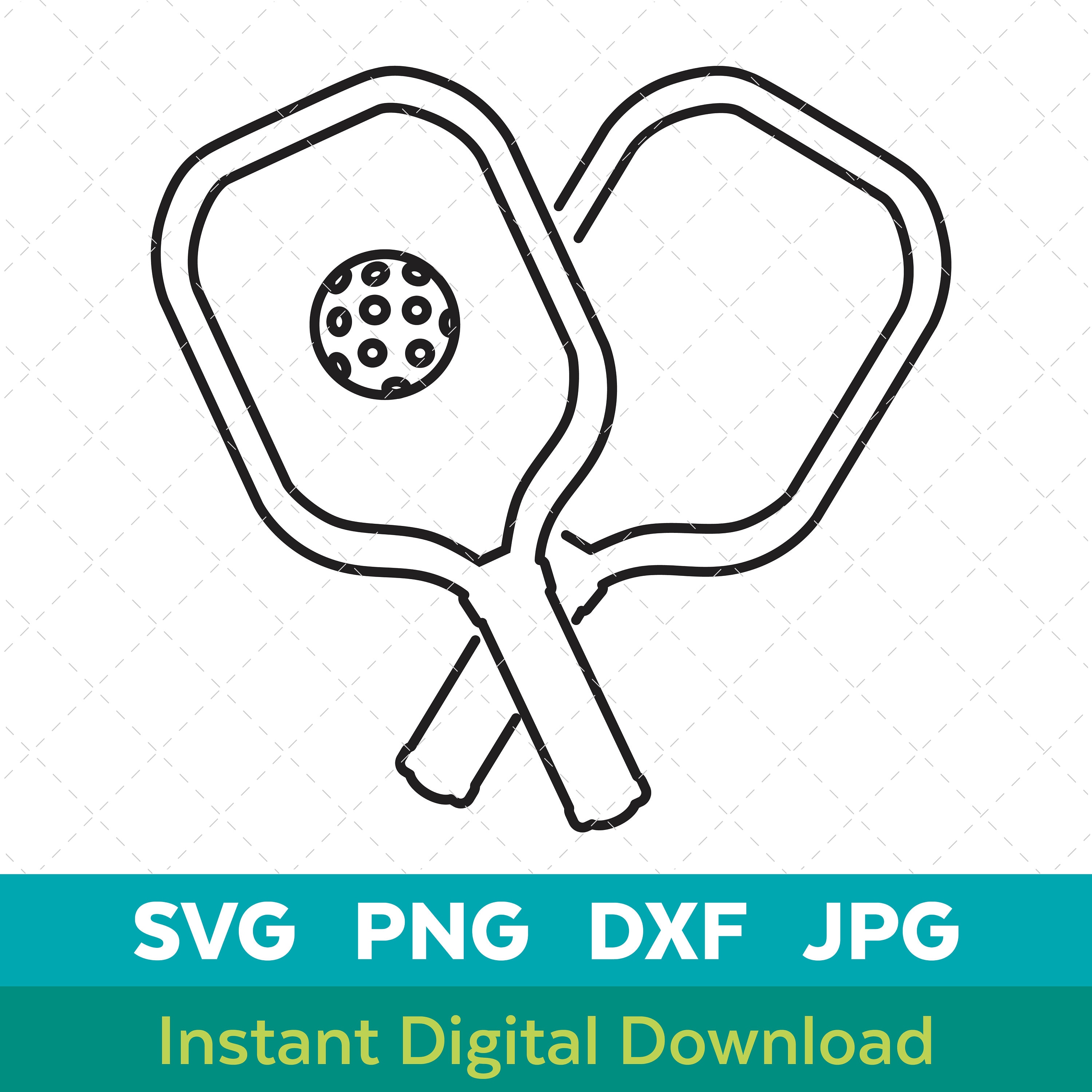 Pickleball Graphic Outline of Paddles and Ball SVG PNG DXF Digital File ...