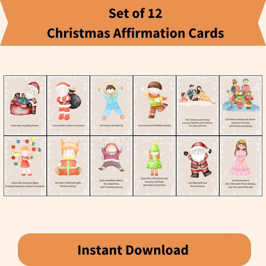 Christmas Affirmation Cards for Kids Mindfulness Cards - Etsy