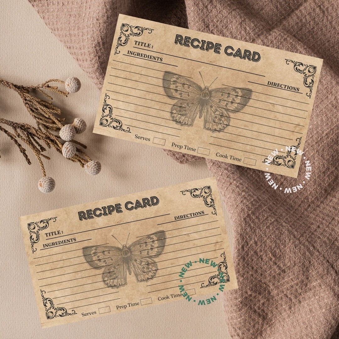 Food and Dessert Recipe Cards Digital Printable Vintage Cards ...