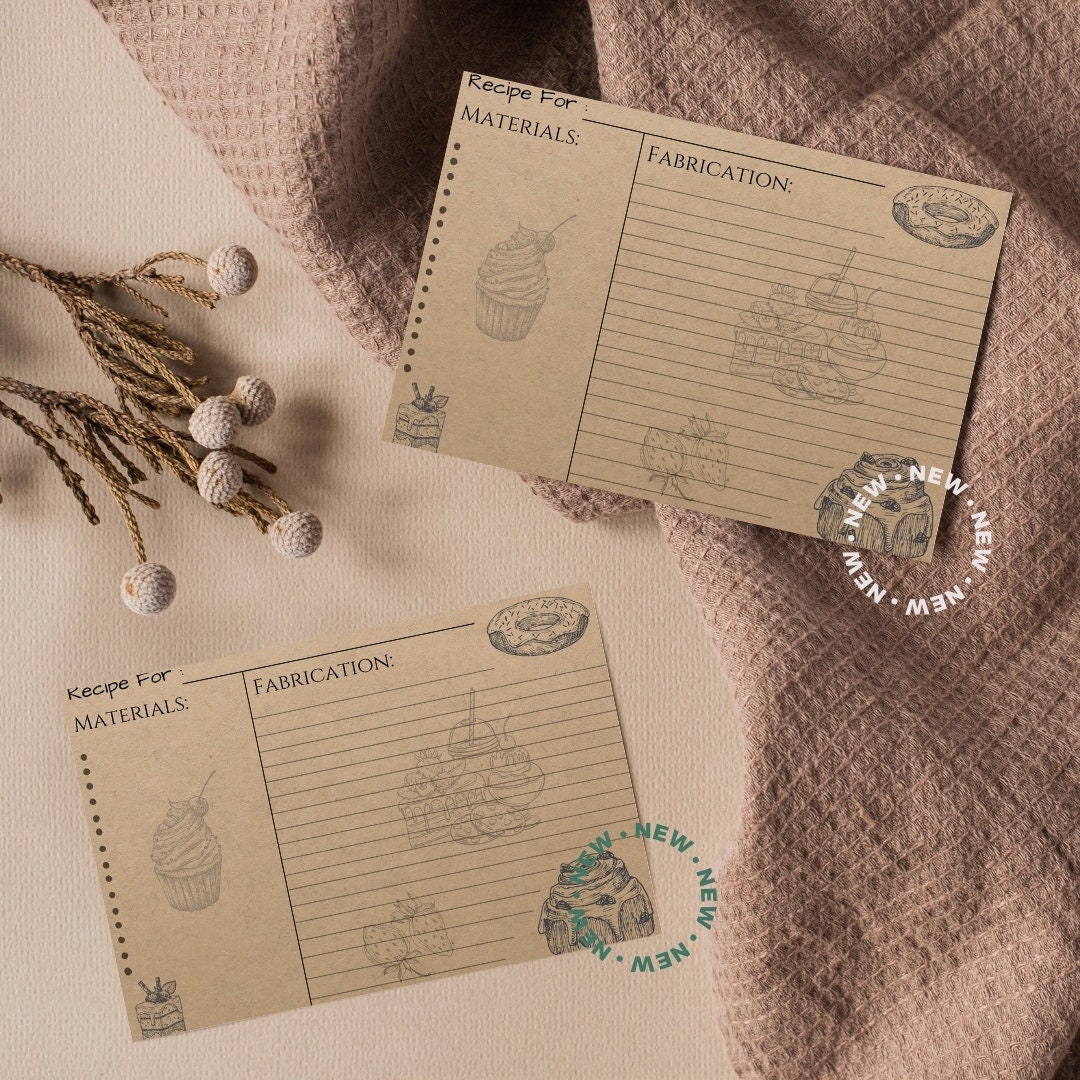 Food and Dessert Recipe Cards Digital Printable Vintage Cards ...