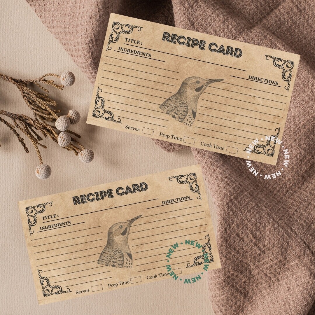 Food and Dessert Recipe Cards Digital Printable Vintage Cards ...