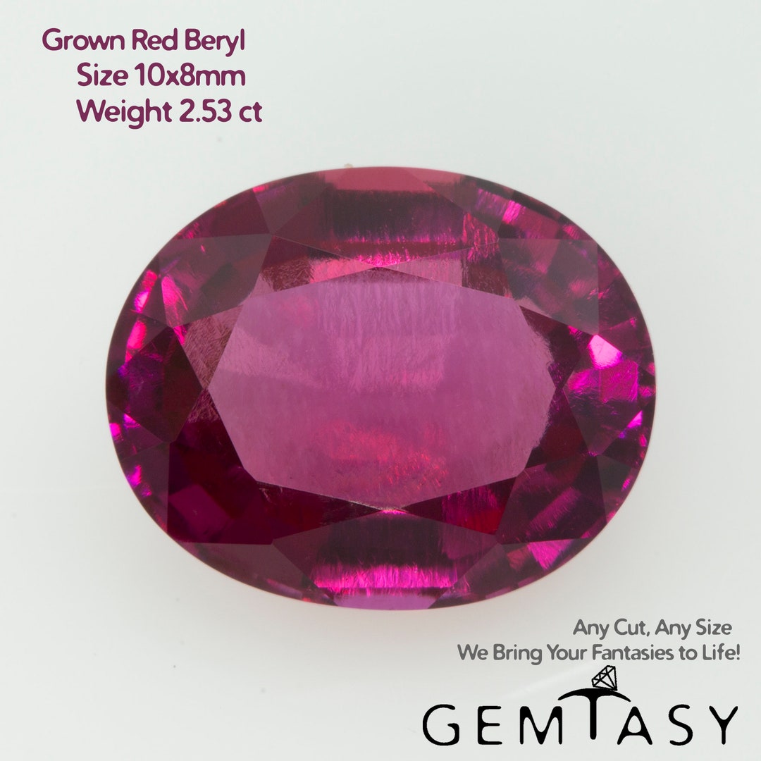 Cut Stone Red Beryl Hydrothermal Lab Grown, Facet Oval 10x8mm 2.53ct - Etsy