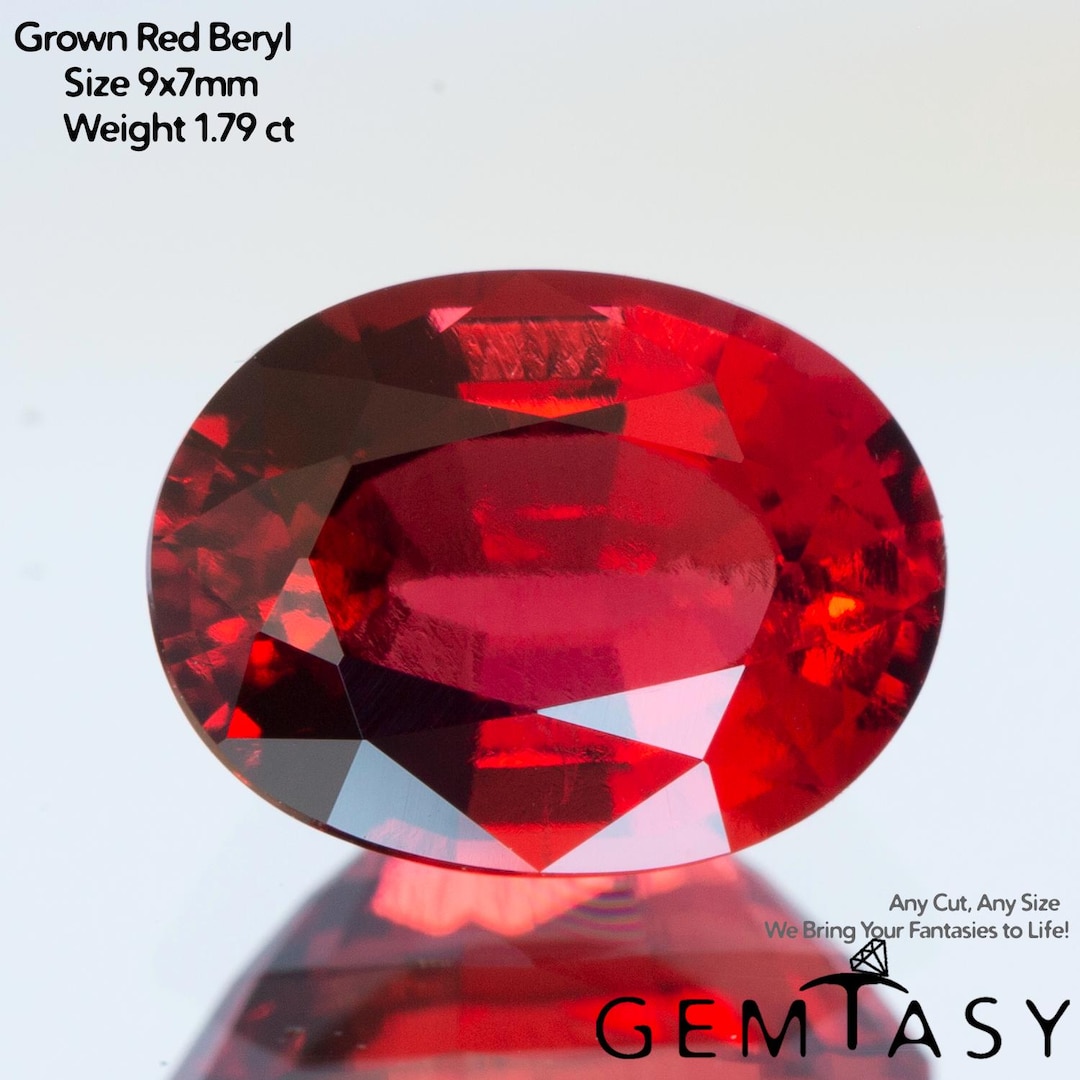 Cut Stone - Red Beryl Hydrothermal Lab Grown, Facet Oval 9x7mm 1.79-1 ...
