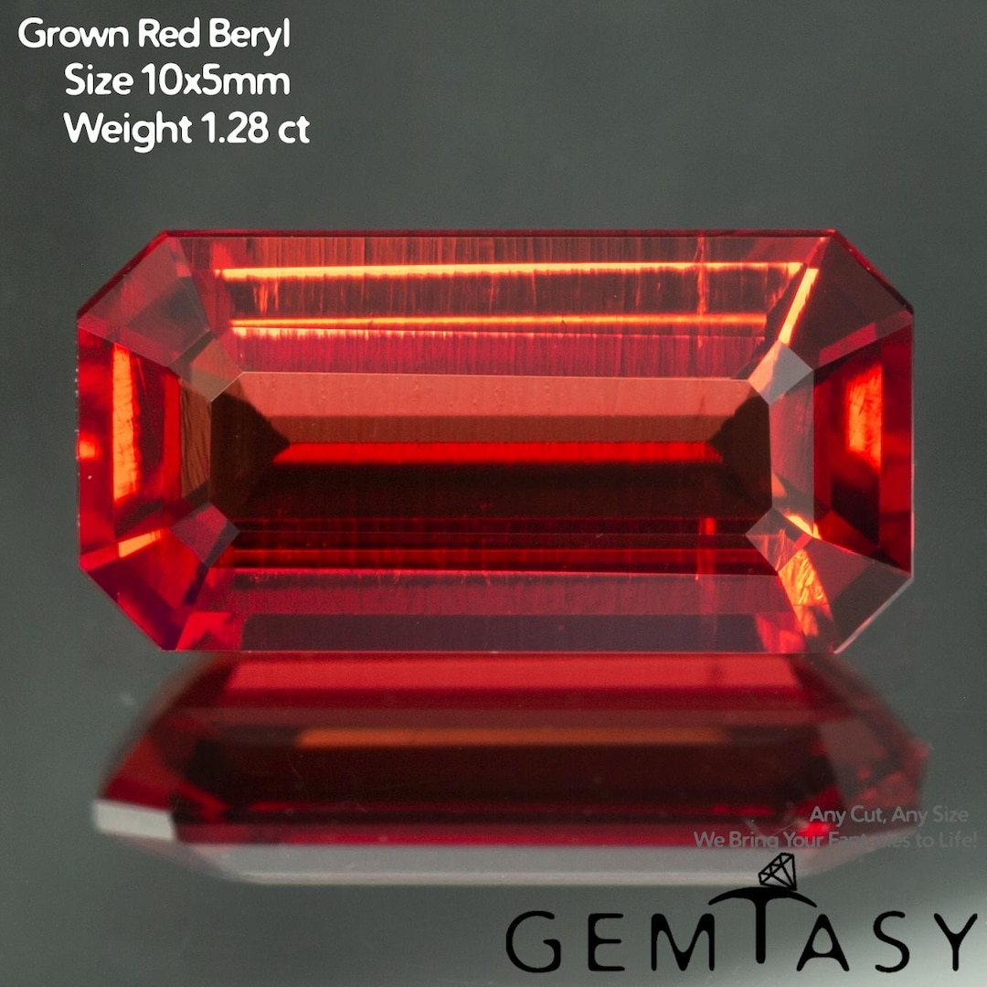 Cut Stone - Red Beryl Hydrothermal Lab Grown, Facet Octagon 10x5mm 1.05 ...