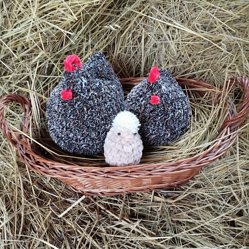 Amigurumi Chicken Crochet Pattern – Chenille Yarn Plush, Easter Decor ...
