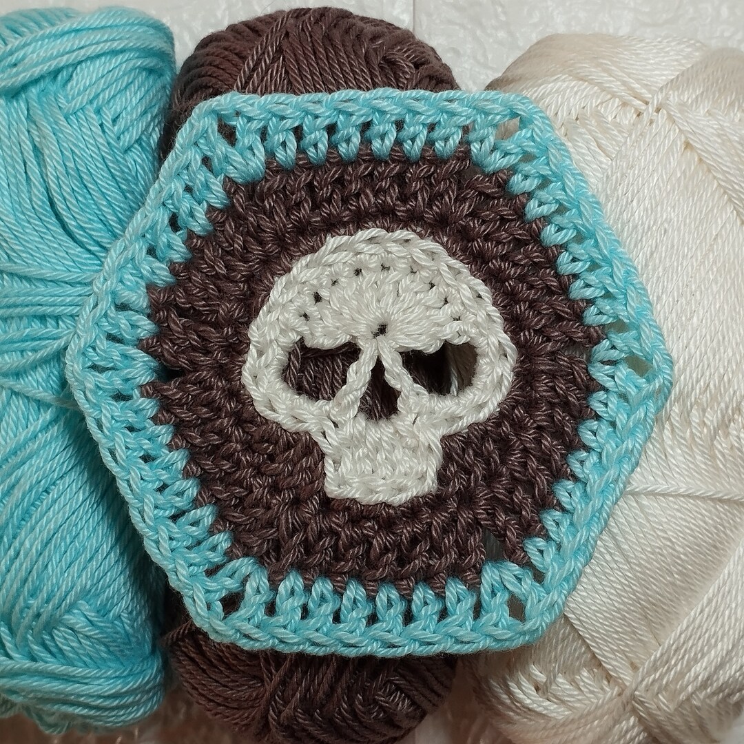 Skull Basic Granny Square Crochet Pattern-hexagon Squares-afghan Block ...