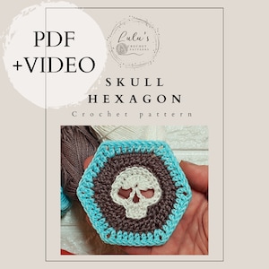 Skull Basic Granny Square Crochet Pattern-hexagon Squares-afghan Block ...