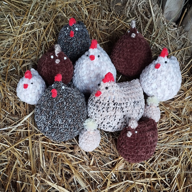 Amigurumi Chicken Crochet Pattern – Chenille Yarn Plush, Easter Decor ...