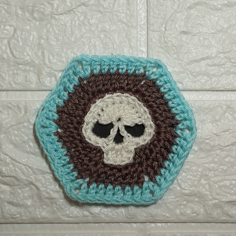 Skull Basic Granny Square Crochet Pattern-hexagon Squares-afghan Block ...