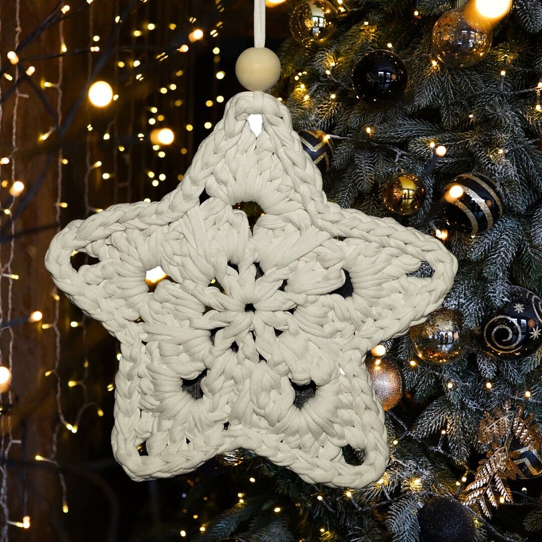 Easy Crochet Pattern-five Point Star Crochet Pattern Pdf-christmas Decor-easy Top Pattern-home ...