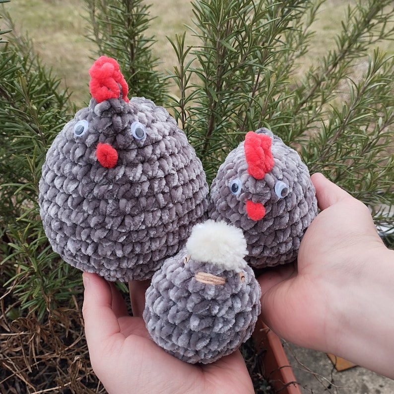 Amigurumi Chicken Crochet Pattern – Chenille Yarn Plush, Easter Decor ...