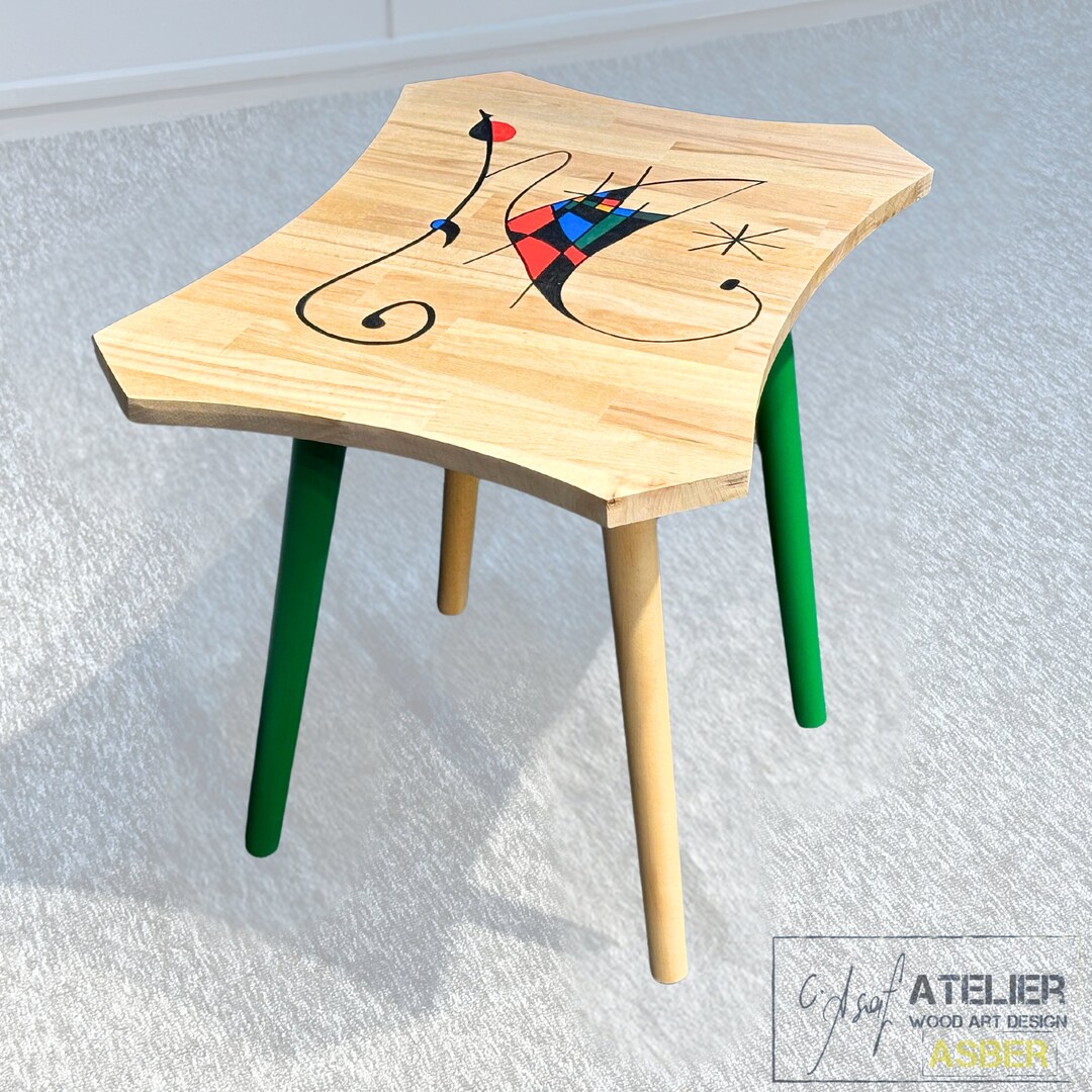 Hand Painted Wood Accent Table Art Side Tables, Rustic Coffee Table ...