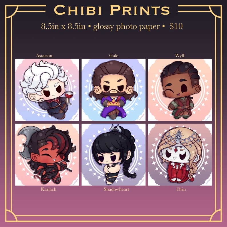 BG3 Chibi Prints - Etsy