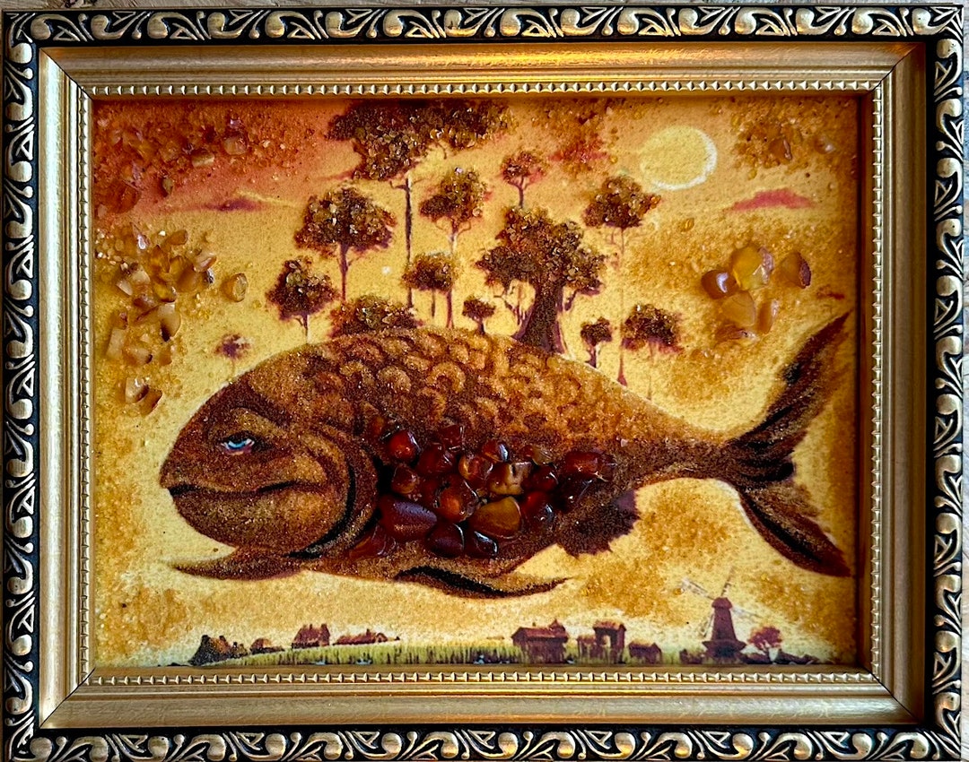 Amber Picture, Fish, Magic Fish, Amber Fish, Natural Stone, Handmade ...