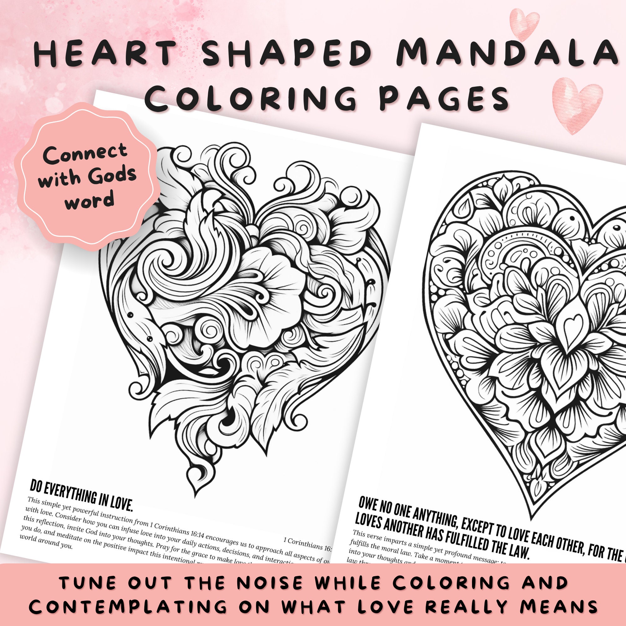 Hearts of Faith Printable Coloring Pages - 50 Heart-shaped Mandalas ...