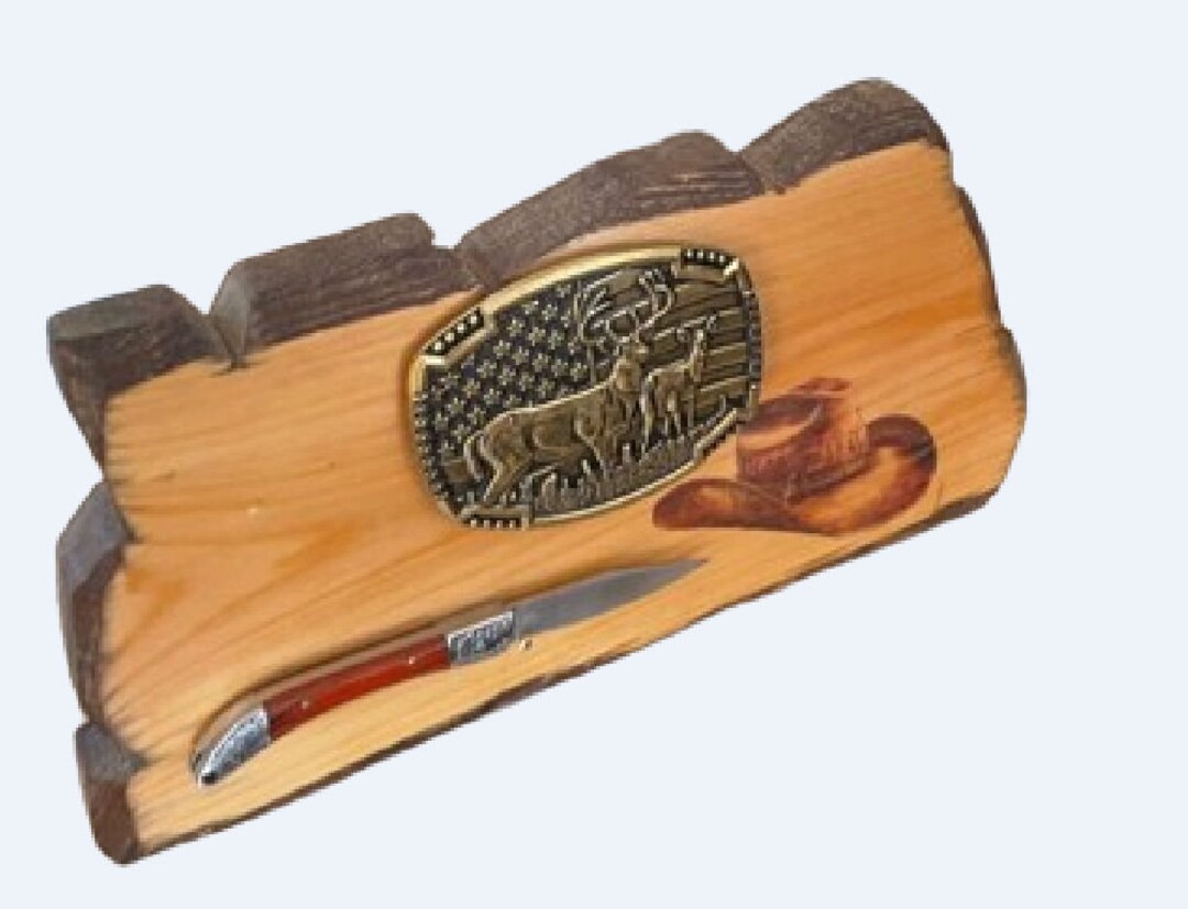 Belt Buckle Display/ Desk Display/ Desk Decor / Hand Buffed Buckle - Etsy