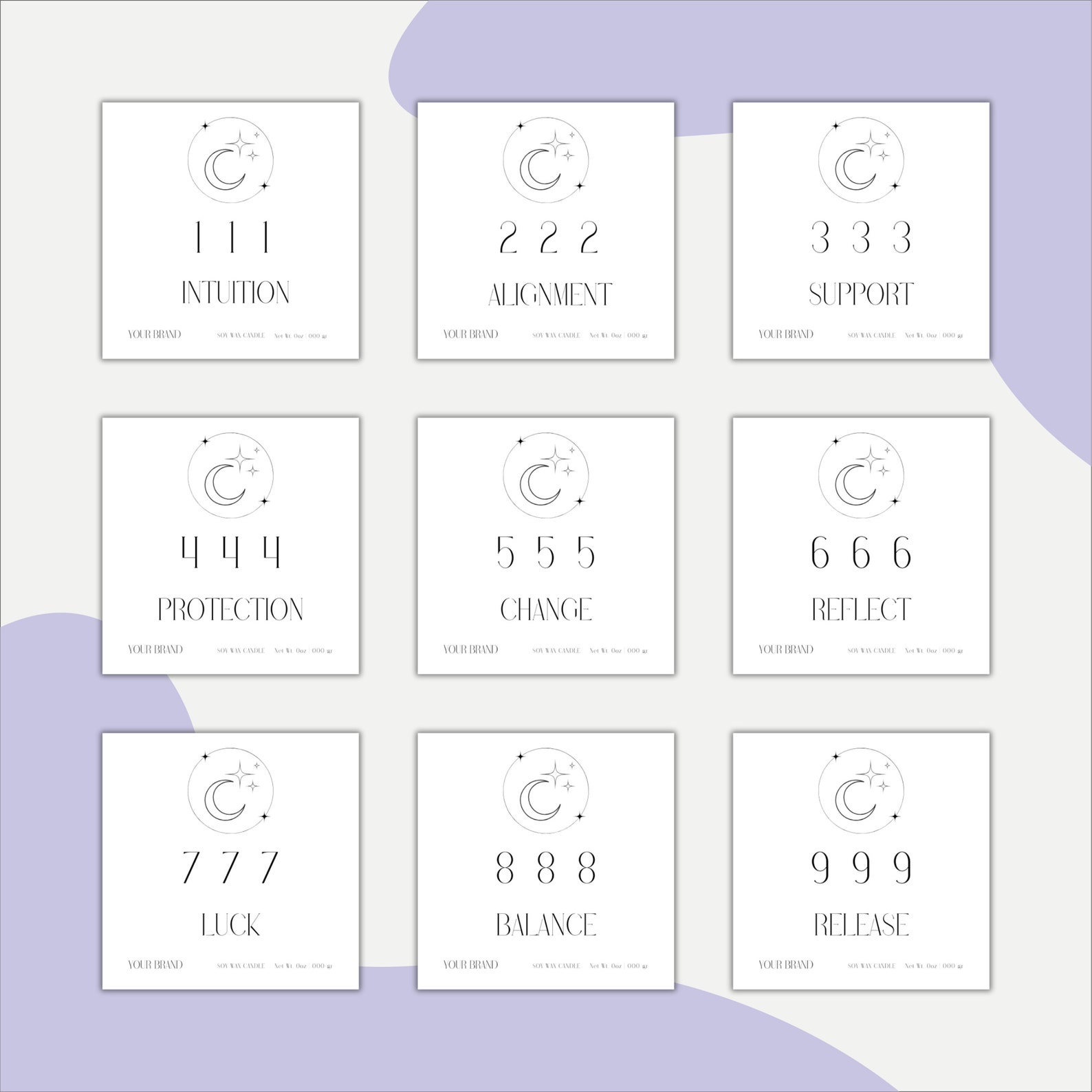 Editable Angel Numbers Candle Label Design Template, Printable ...