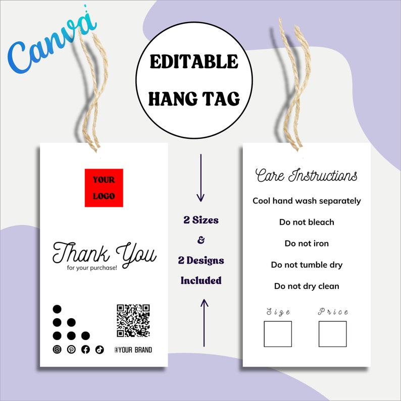 Editable Washing Care Card Instructions Template, Qr Code Sign in ...