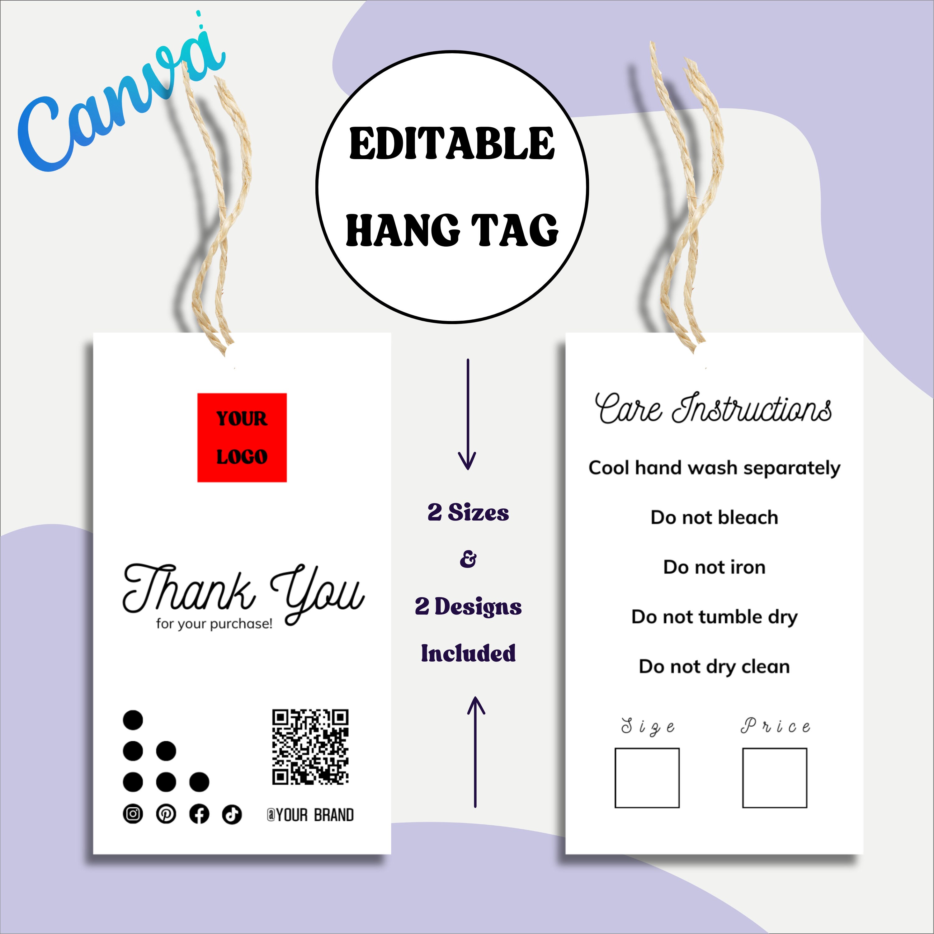 Editable Washing Care Card Instructions Template, Qr Code Sign in ...