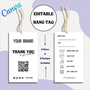 Editable Care Card Template QR Code Sign & Thank You Card for Small ...