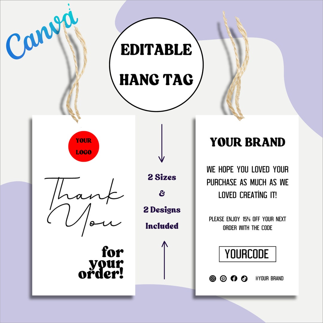 Editable Clothing Business Thank You Card Label Template, Custom Price ...