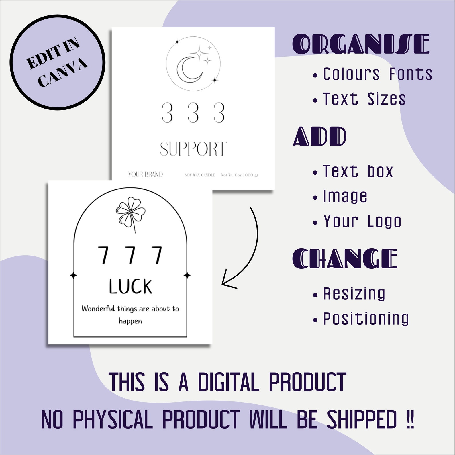 Editable Angel Numbers Candle Label Design Template, Printable ...