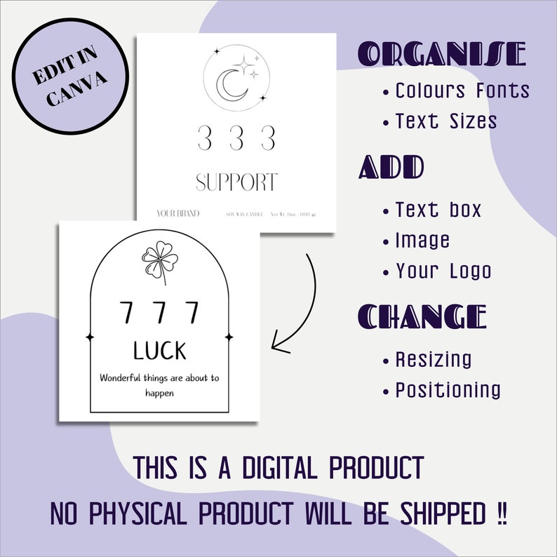 Editable Angel Numbers Candle Label Design Template, Printable ...