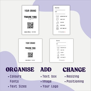 Editable Care Card Template QR Code Sign & Thank You Card for Small ...