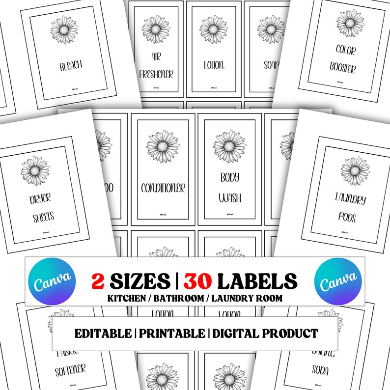 Editable Bathroom Storage Label Canva Template, Printable Laundry Room ...