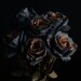 Midnight Roses on Black Background. Deep Metallic Colors. Dark ...