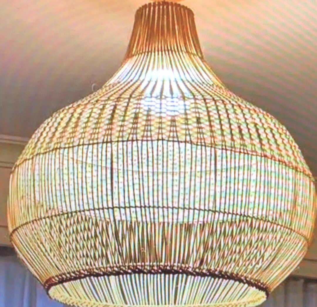 Farmhouse Rattan Lampshade Kitchen Island Lighting,bamboo Lamp Shade ...