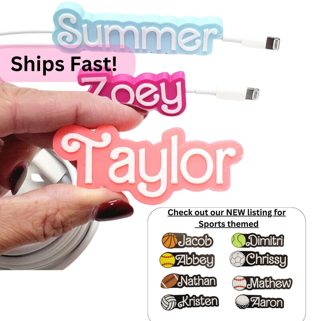 3D Printed Universal Adjustable Personalized Phone Charger Cord Name ...