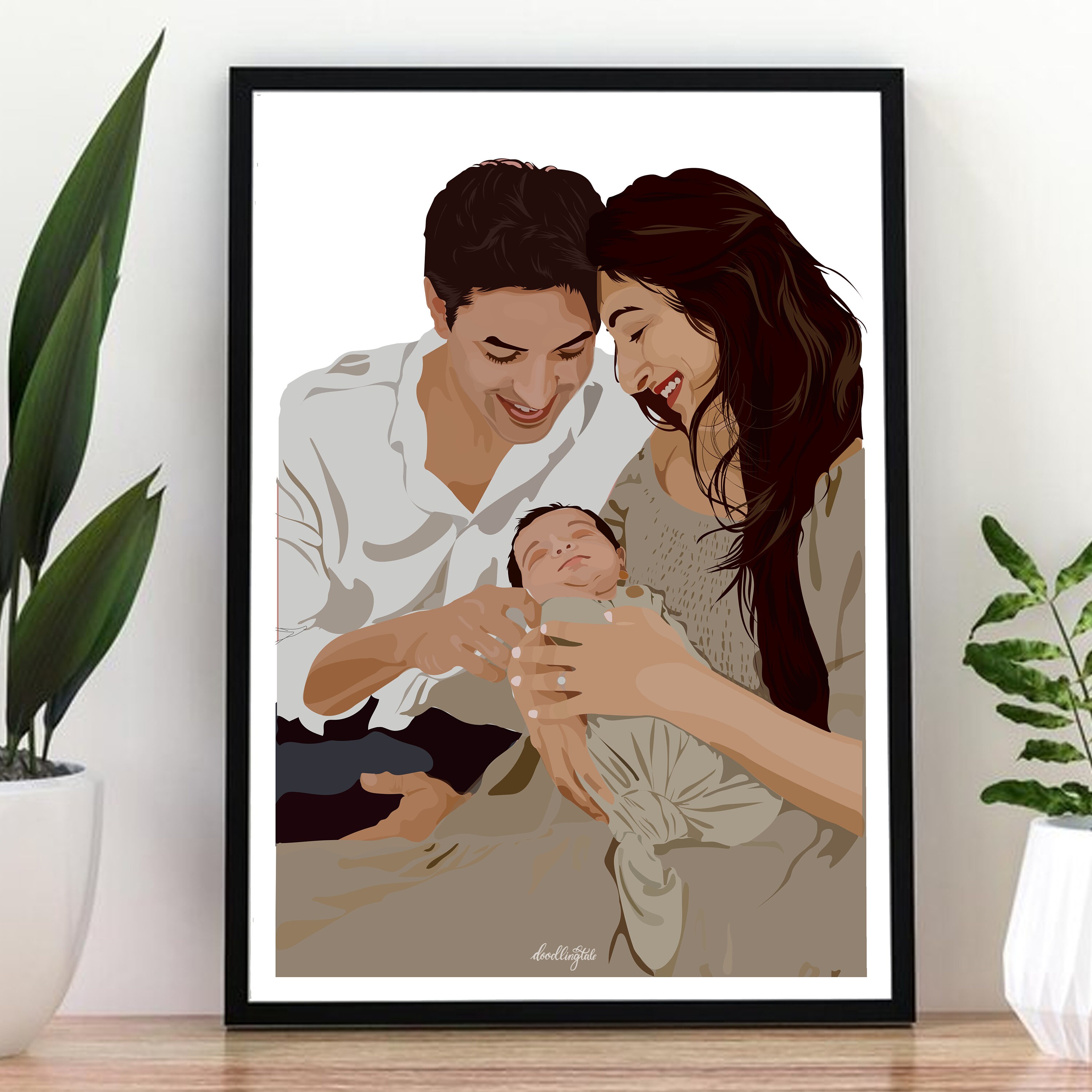 Custom Portrait Personalized Handmade Gift, Anniversary Gift for ...