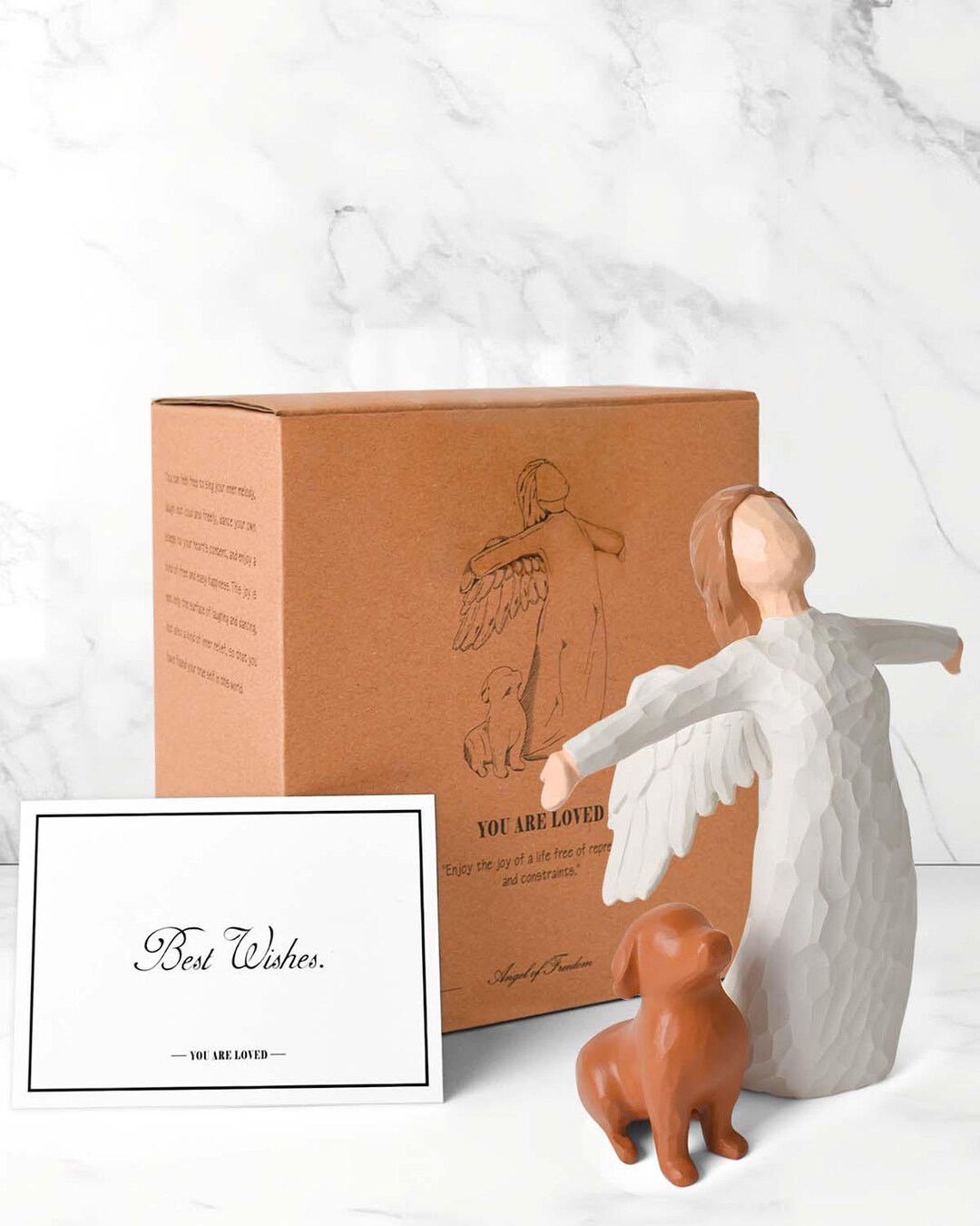 Angel and Dog Sculpture, Figurine Representing Freedom, Gifts for Dog ...