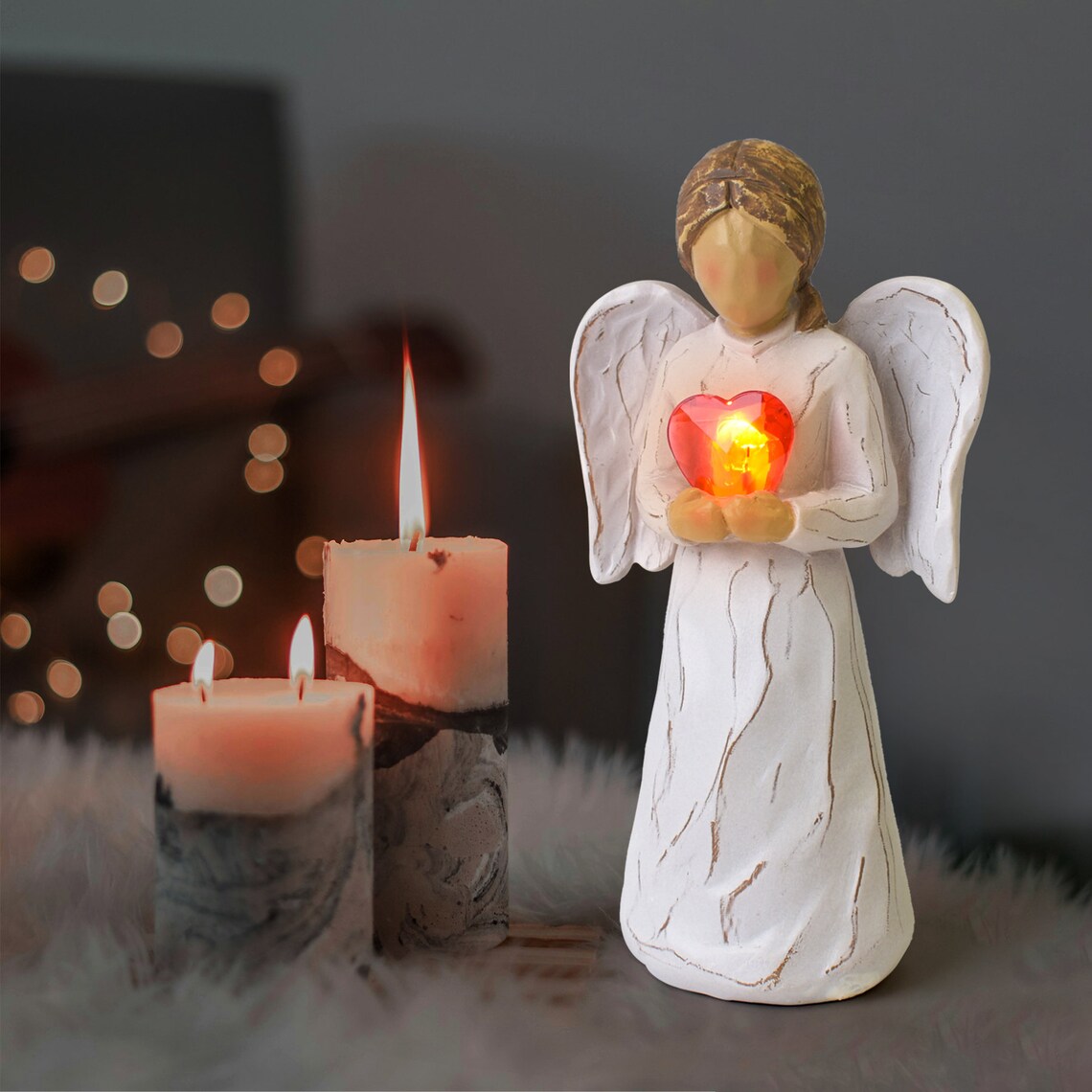 Angel Figurines for Women, Angel Statue With LED Lights, Small Hand ...