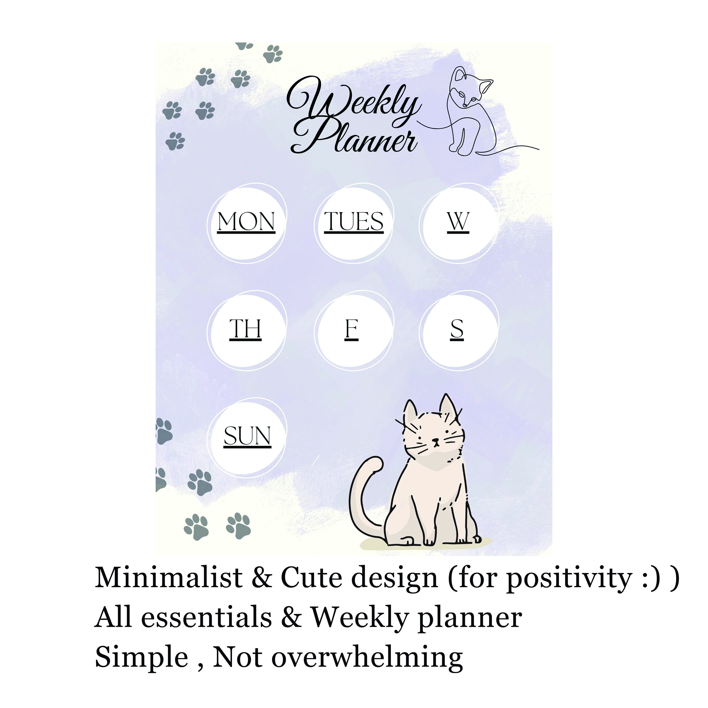 Simple Weekly Planner Cute Cats Planner Minimalist Planner for iPad ...
