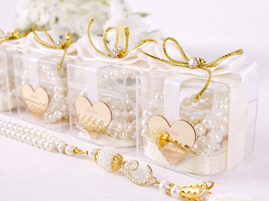 Personalized Pearl Tasbeeh Masbaha Prayer Beads Favors | Wedding Nikkah ...