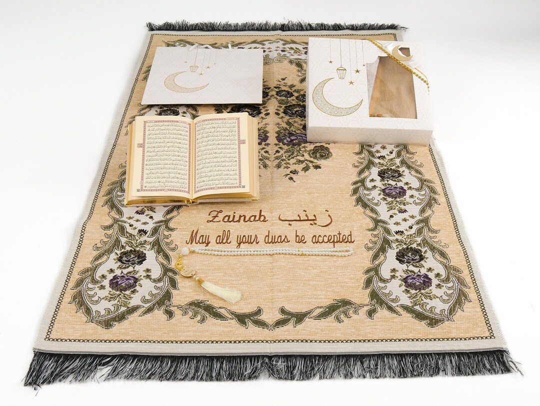 Personalized Prayer Mat Quran Tasbeeh Gift Set Ramadan Eid Hajj Umrah ...