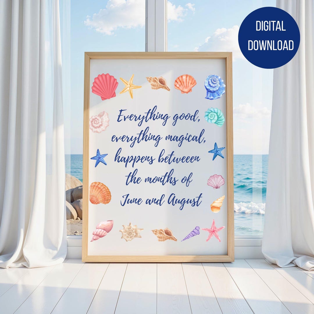 TSITP Summer Quote Print: Vintage Seashells, Cousins Beach Art (digital ...