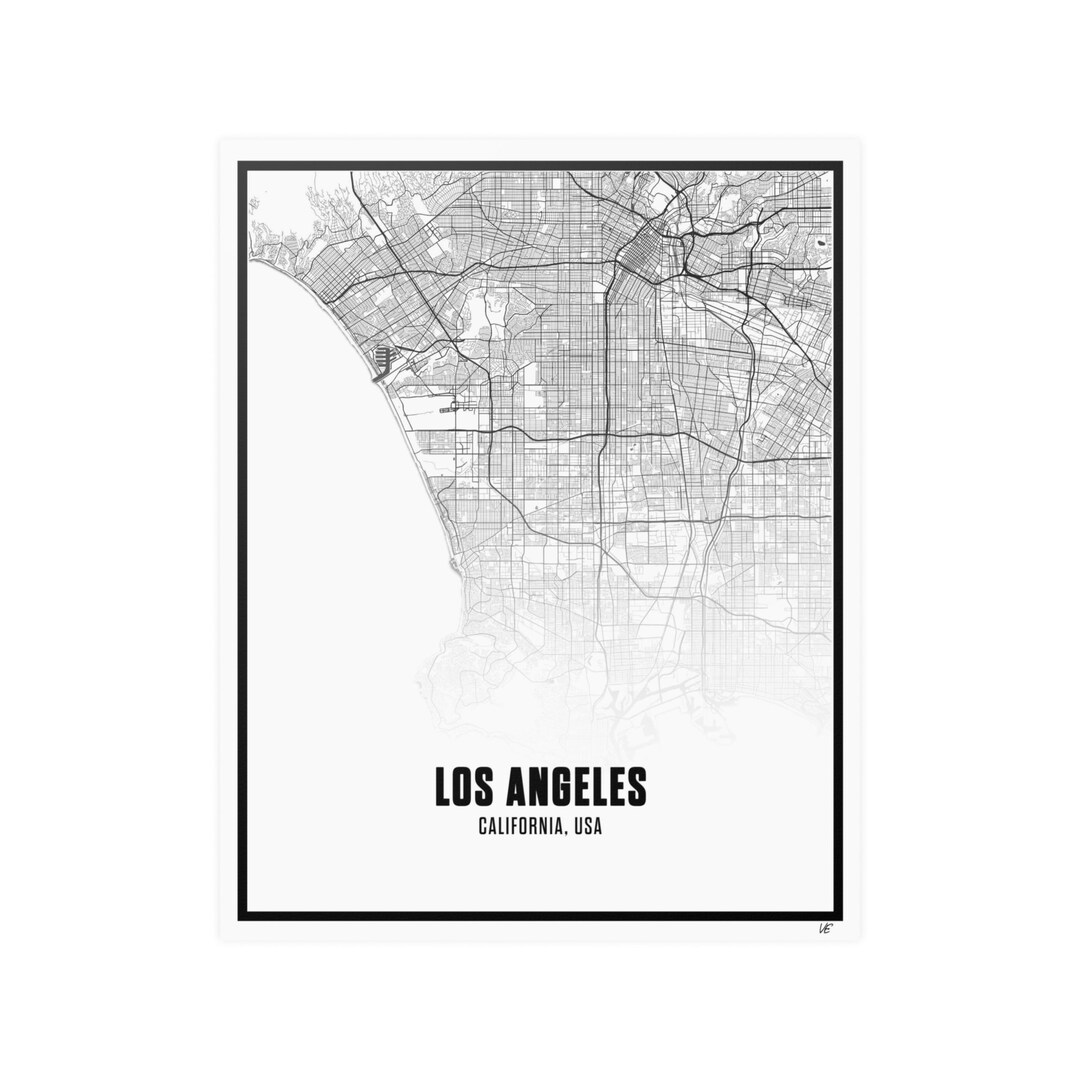 Los Angeles City Map Poster - Etsy