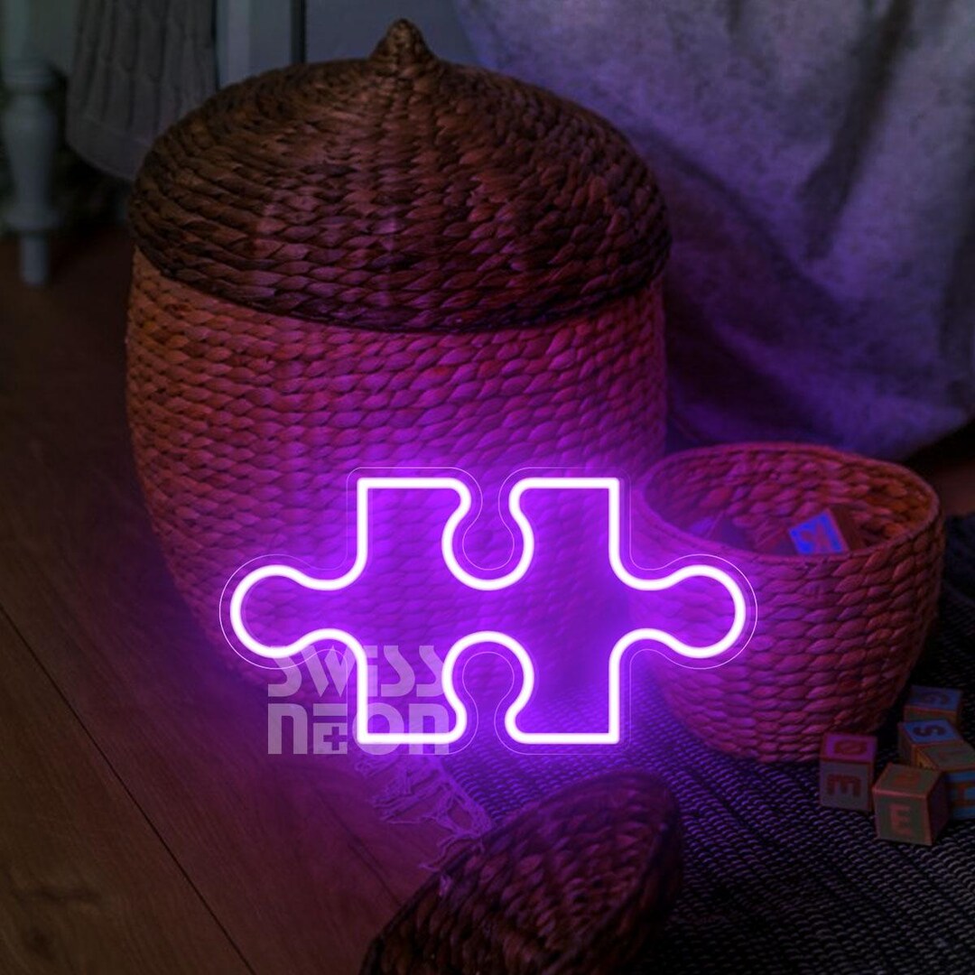Puzzle LED Neon Sign Light Puzzle Lover Gift Wall Decor Custom Neon ...