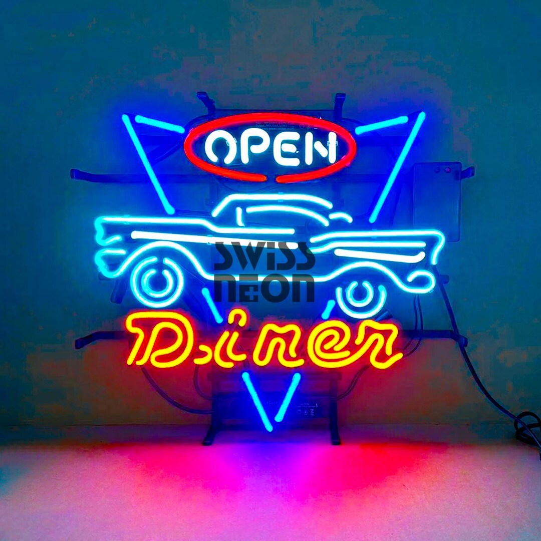 Classic Cars Open Diner Neon Sign Business Open Sign Dining Room Decor ...