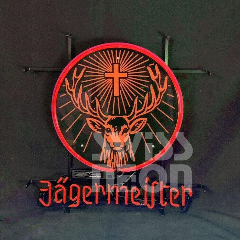 Red Deer Head Jagermeister With HD Printing Real Glass Neon Sign Light ...