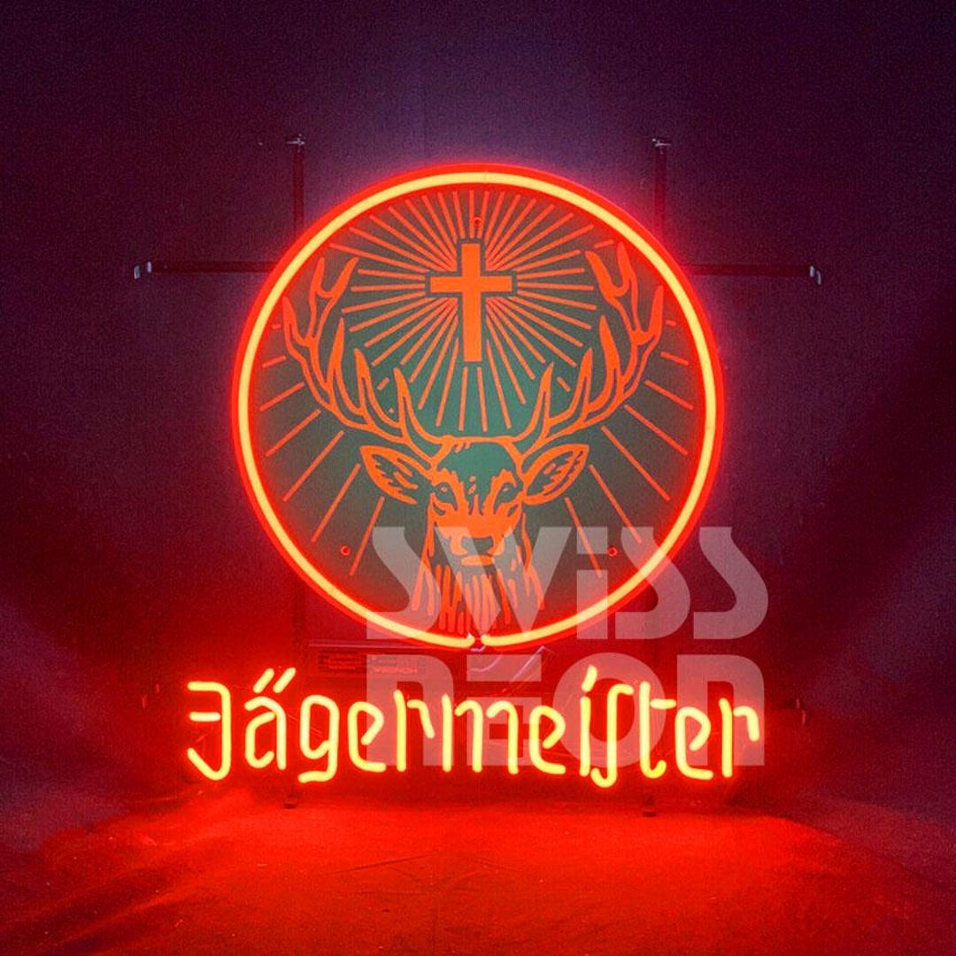 Red Deer Head Jagermeister With HD Printing Real Glass Neon Sign Light ...