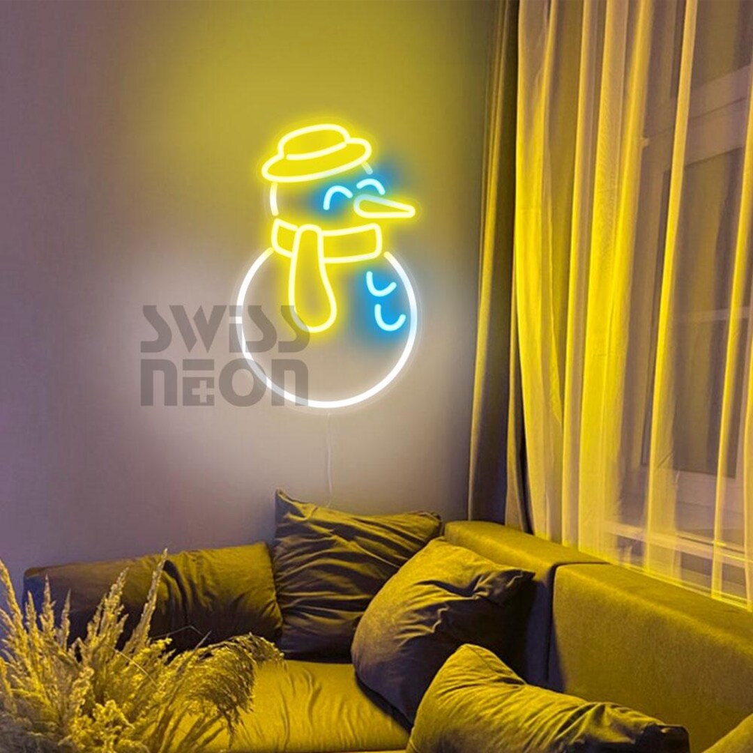 Snowman Sign Christmas Handmade LED Neon Lights Sign With Dimmer for ...