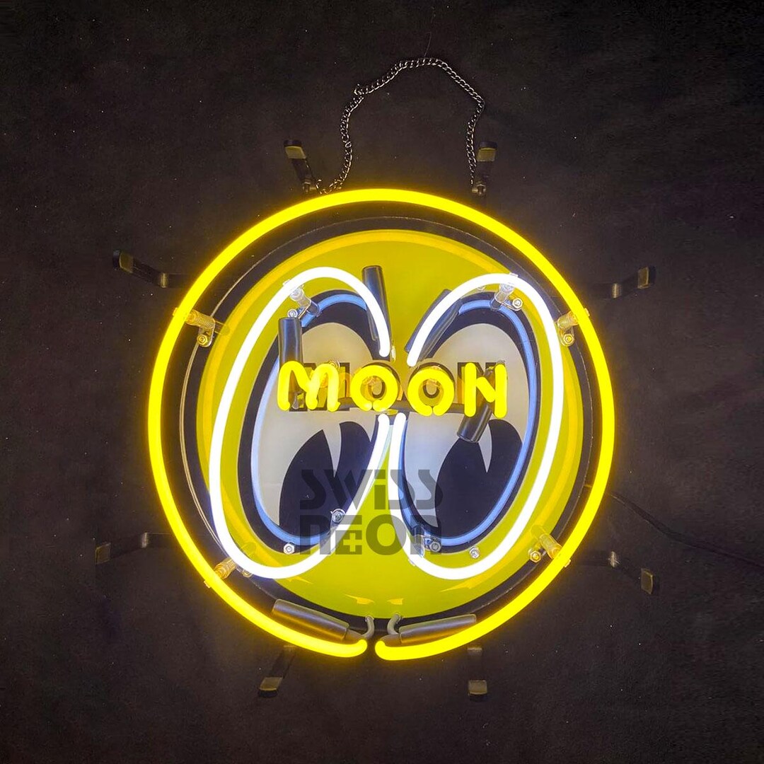 Moon Eyes Neon Lights Bedroom Wall Hanging Lights Custom Handmade Real ...