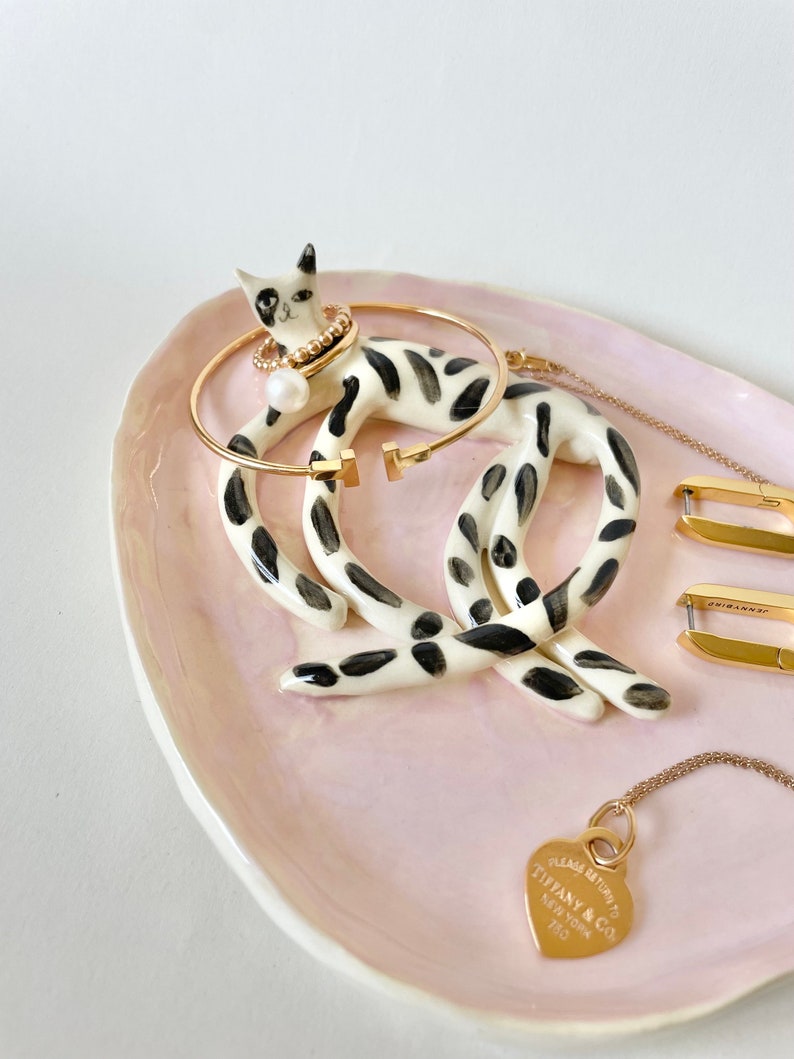 Lazy Cat Jewelry Dish, Trinket Dish, Hand Painted,gift for Her ...