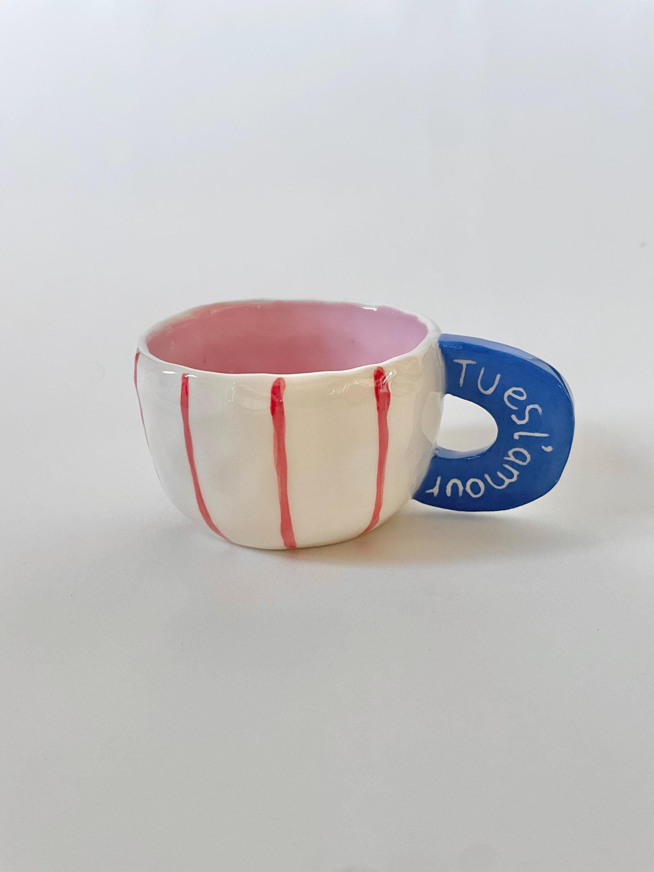 Café Français Mug – Handbuilt & Hand-painted | “tu Es L’amour De Ma Vie ...
