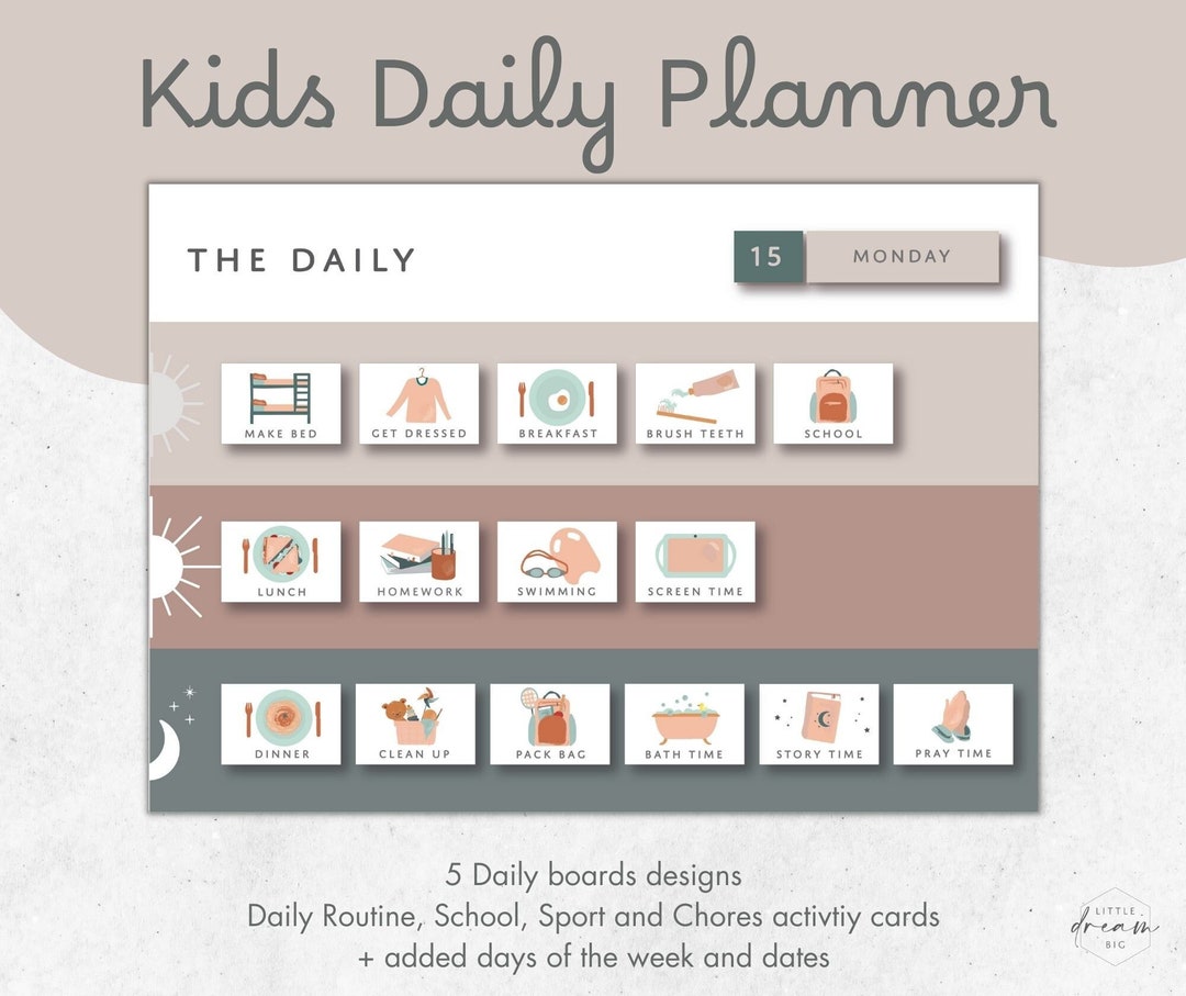 Printable Daily Planner for Kids Visual Calendar Daily Routine Visual ...