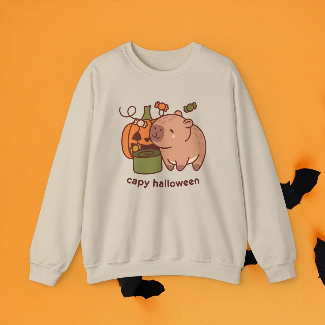 Capybara Sweatshirt, Capy Halloween, Halloween Capybara Sweatshirt ...